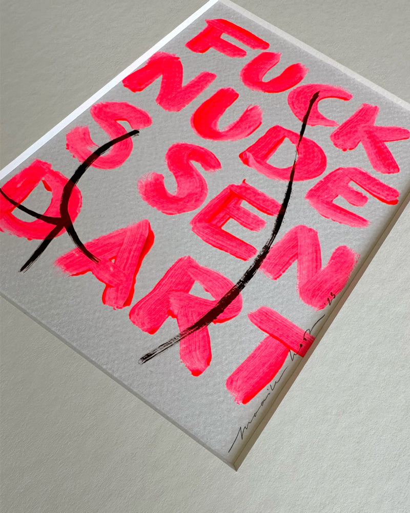 Original - 'send art' fluor coral | My Deer Art Shop